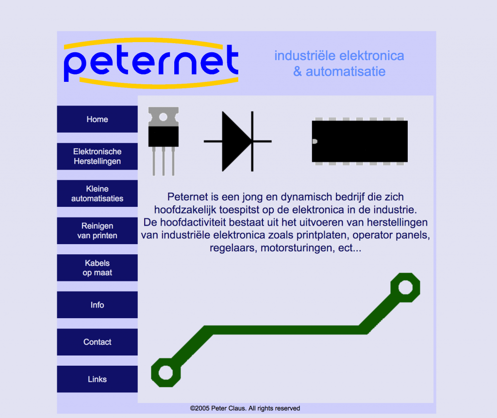Peternet Electronics | De website van Peternet Electronics over de jaren